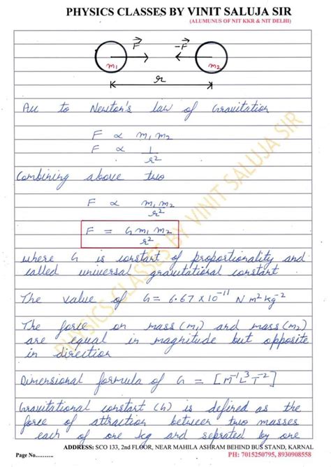 Gravitation Class 11 Handwritten Notes