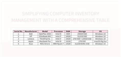 Computer Model Inventory Management List Ensuring Efficient Tracking