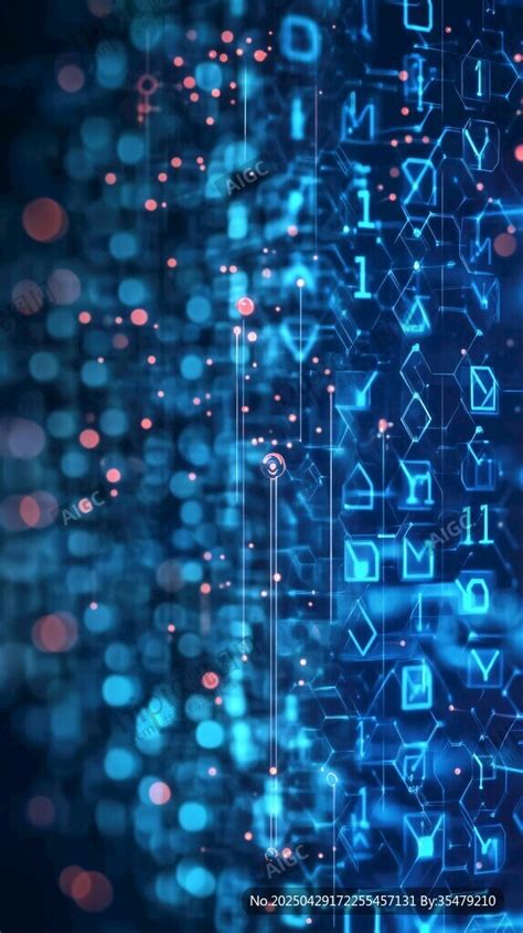 Ai创作图数字 符号 科技 背景 代码 光效 蓝光 点 线条 几何 图案 抽象 未来感 模糊 闪烁 昵图网