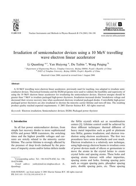 Pdf Irradiation Of Semiconductor Devices Using A 10 Mev Travelling Wave Electron Linear