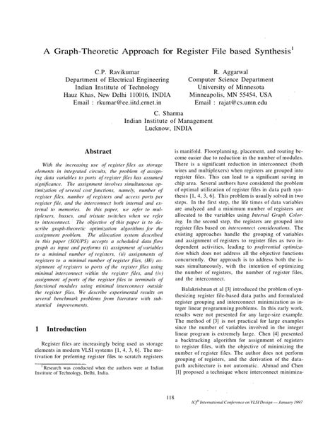 Pdf A Graph Theoretic Approach For Register File Based Synthesis