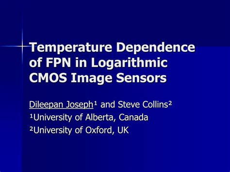 Ppt Temperature Dependence Of Fpn In Logarithmic Cmos Image Sensors Powerpoint Presentation