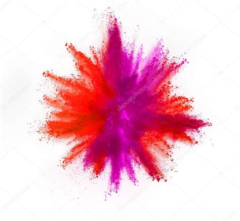 Explosi N De Polvo Multicolor Aislado Sobre Fondo Blanco Congelar El Movimiento De Textura De