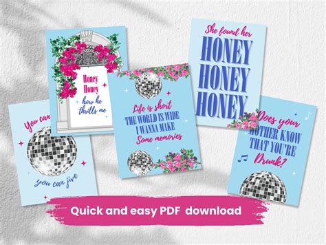 Mamma Mia Inspired Printable Party Posters Digital Printable A3