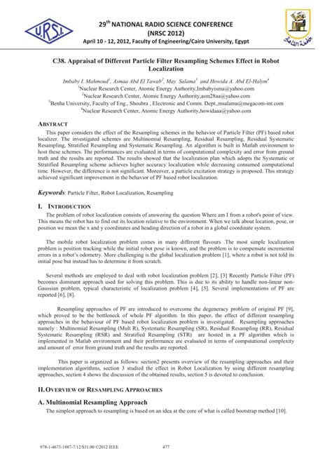 pdf appraisal of different particle filter resampling schemes effect