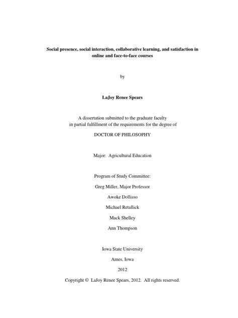 Social Presence Social Interaction Collaborative Learning And