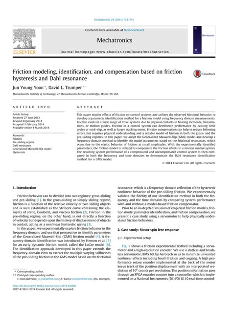friction modeling identification and compensation based on friction
