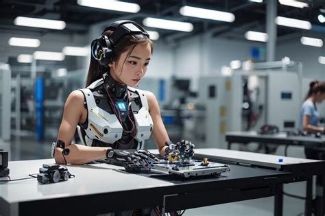 premium ai image ai robotics prototyping center futuristic science lab background wallpaper