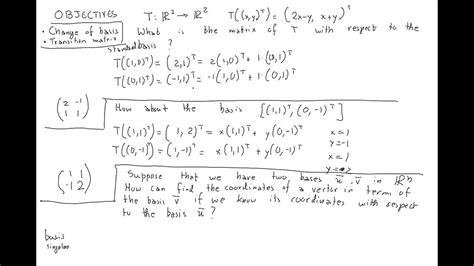 linear algebra live lecture 10 the transition matrix similar