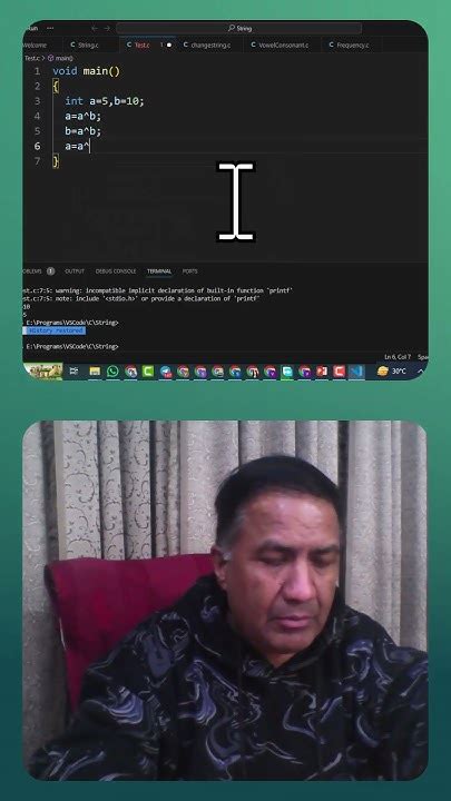 Swap By Using Bitwise Xor In C Language C Interview Ccode Placement