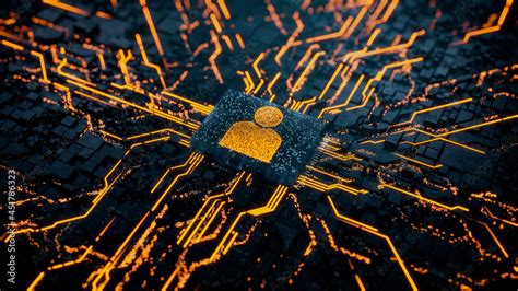 Social Technology Concept With User Symbol On A Microchip Data Flows