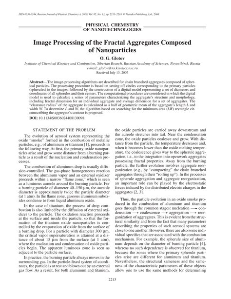 Pdf Image Processing Of The Fractal Aggregates Composed Of Nanoparticles
