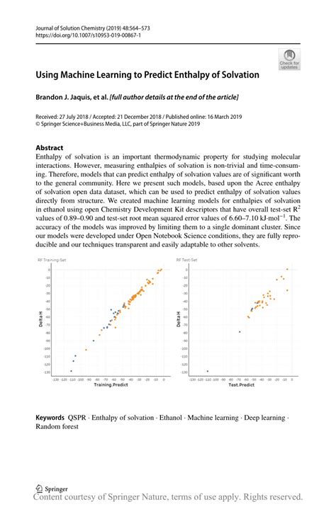 Using Machine Learning To Predict Enthalpy Of Solvation Request Pdf