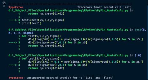 python array function for calculating option prices stack overflow