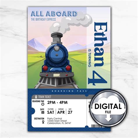Editable Choo Choo Train Express Ticket Birthday Invitation Digital NTCT5 - Etsy