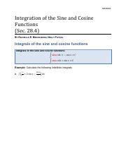 Integrating Sine And Cosine Functions Methods And Examples Course Hero