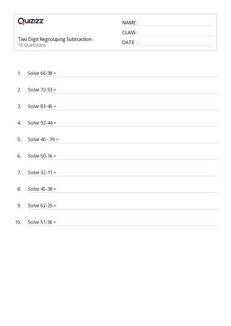 50 Two Digit Subtraction Word Problems Worksheets On Quizizz Free And Printable