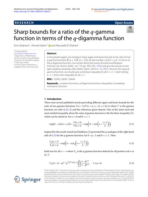 PDF Sharp Bounds For A Ratio Of The Q Gamma Function In Terms Of The Q Digamma Function