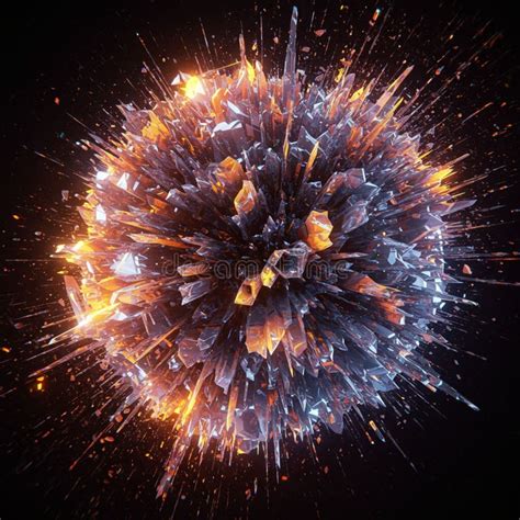 A Spherical Structure Composed Of Crystalline Shards Radiates From A Central Core Stock