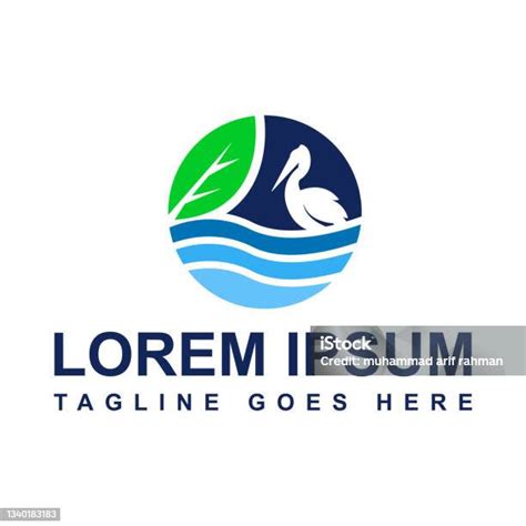 펠리컨 새 로고 디자인 벡터 일러스트와 생태계 해변의 그림 쓰레기에 대한 스톡 벡터 아트 및 기타 이미지 쓰레기 로고