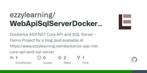 Github Ezzylearning Webapisqlserverdockerdemo Dockerize Asp Net Core