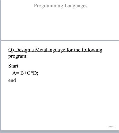 solved programming languages q design a metalanguage for