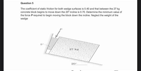 Solved The Coefficient Of Static Friction For Both Wedge
