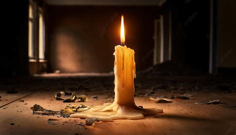 Single Candle Glows In Dark Room Background Candle Flame Dark Room