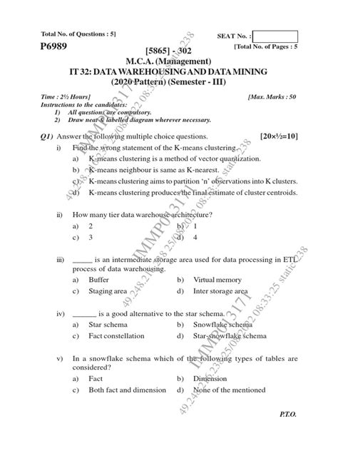 It 32 Data Warehousing And Data Mining Pdf Data Analysis Business