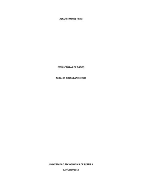 Algoritmo De Prim Pdf Programación De Computadoras Lógica Matemática