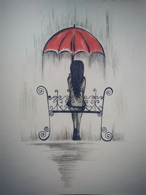 Rainy Day Pencil Drawing Capturing The Tranquil Beauty Of A Rainy Day