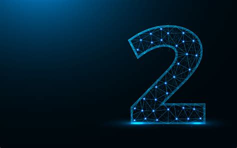 번호 2 낮은 폴리 디자인 수학 추상 기하학적 이미지 어두운 파란색 배경에 포인트와 선으로 만든 두 개의 와이어 프레임 메쉬 다각형 벡터 그림 0명에 대한 스톡 벡터 아트