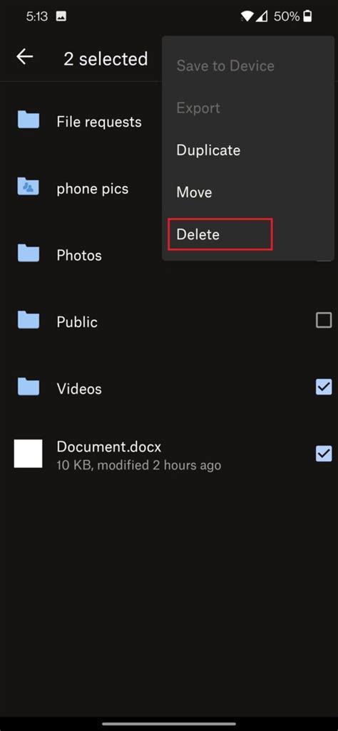 how to delete files and folders from dropbox android authority