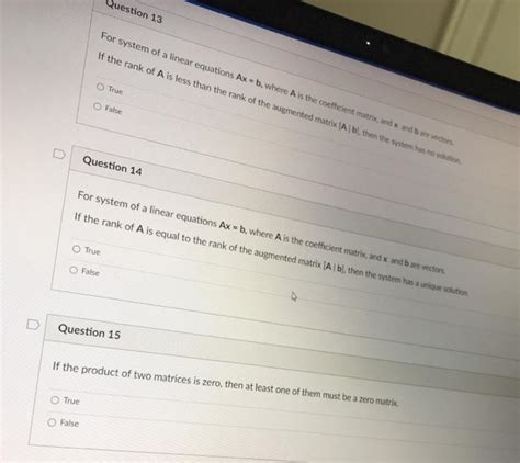 Solved Question 13 For System Of A Linear Equations Axb