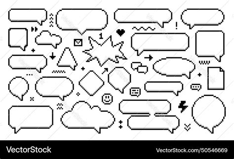 8bit Pixel Speech Bubbles And Message Dialog Boxes