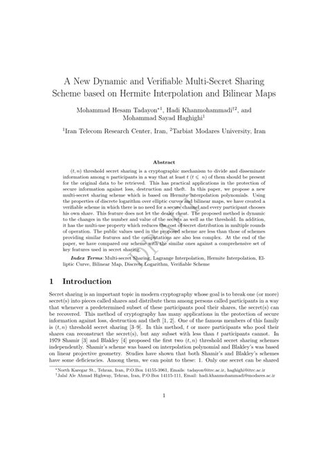 Pdf Dynamic And Verifiable Multi Secret Sharing Scheme Based On