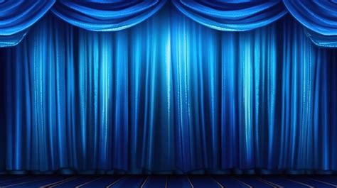 아름다운 조명과 연기로 조명된 무대 연기 볼륨 조명 효과가 있는 파란색 벡터 스포트라이트 프리미엄 사진