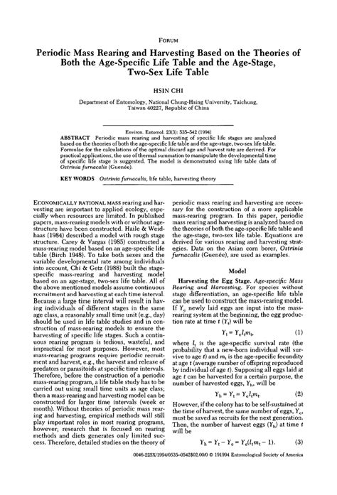 Pdf Periodic Mass Rearing And Harvesting Based On The Theories Of