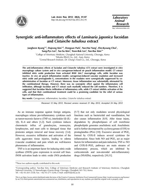 Pdf Erratum Synergistic Anti Inflammatory Effects Of Laminaria Japonica Fucoidan And