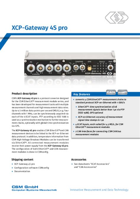 Xcp Gateway Interface From Ethercat® To Xcp On Ethernet
