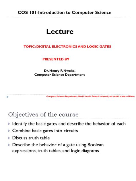 Digital Logic Gate Lecture Pdf Logic Gate Boolean Algebra