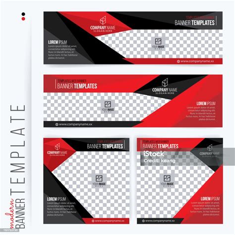 빨간색과 검은색 웹 배너 템플릿 사진에 대 한 공간을 가진 표준 크기 현대적인 디자인 0명에 대한 스톡 벡터 아트 및 기타 이미지 0명 개념 기업 비즈니스 Istock