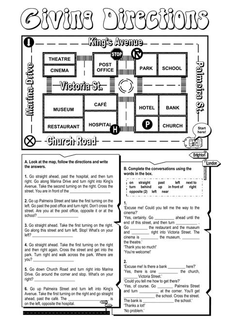 Giving Directions Worksheet