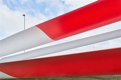 Storage Area For Wind Turbine Rotor Blades In An Industrial Area Stock