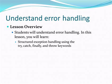 14 Core Programming Understand Error Handling Ppt