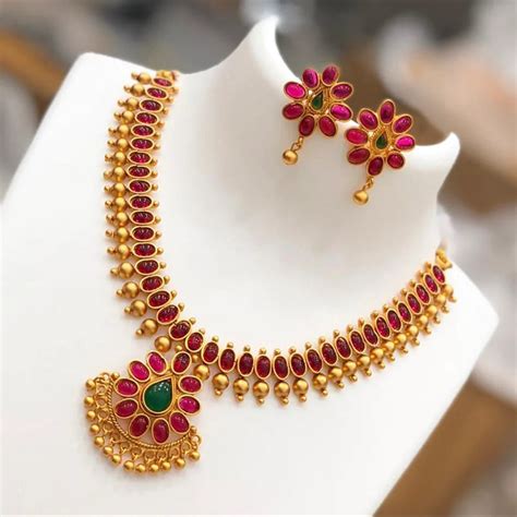 Stone Jewelry Designs Buy Latest Party Wear 1 Gram Gold Ruby Emerald