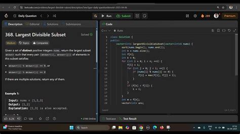 Largest Divisible Subsetleetcodepotd06 04 2025 Decodemaster01