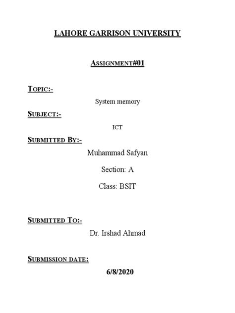 Ict Assignment 01 Pdf Dynamic Random Access Memory Random Access