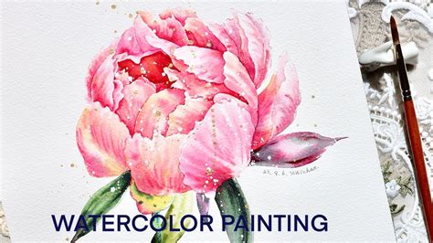 화려한 색감으로 우아하게 피어나는 작약꽃그림수채화watercolorpeonyflowerbotanical
