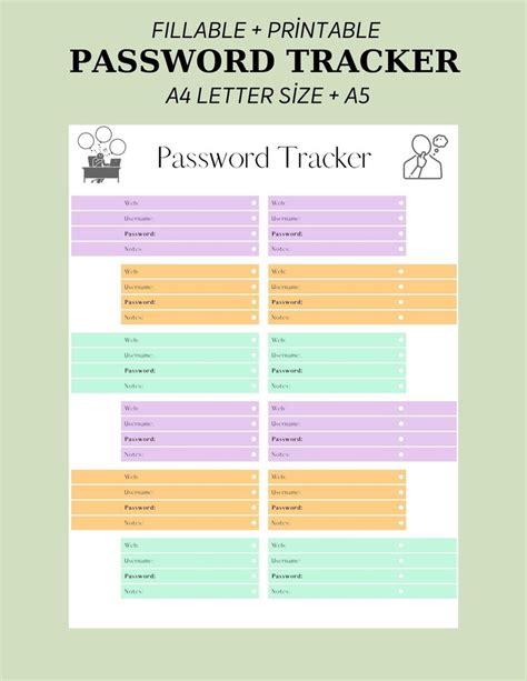 Password Tracker Printable Password Keeper Fillable Password Organiser Password Log Pdf